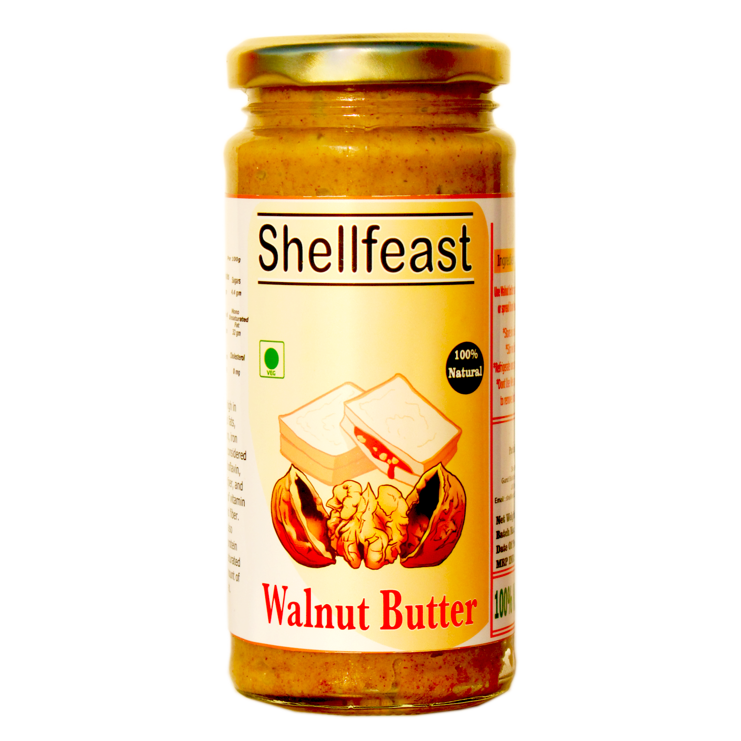 Shellfeast Walnut Butter 200 gm, Pure Contains Only Walnut , Natural ...